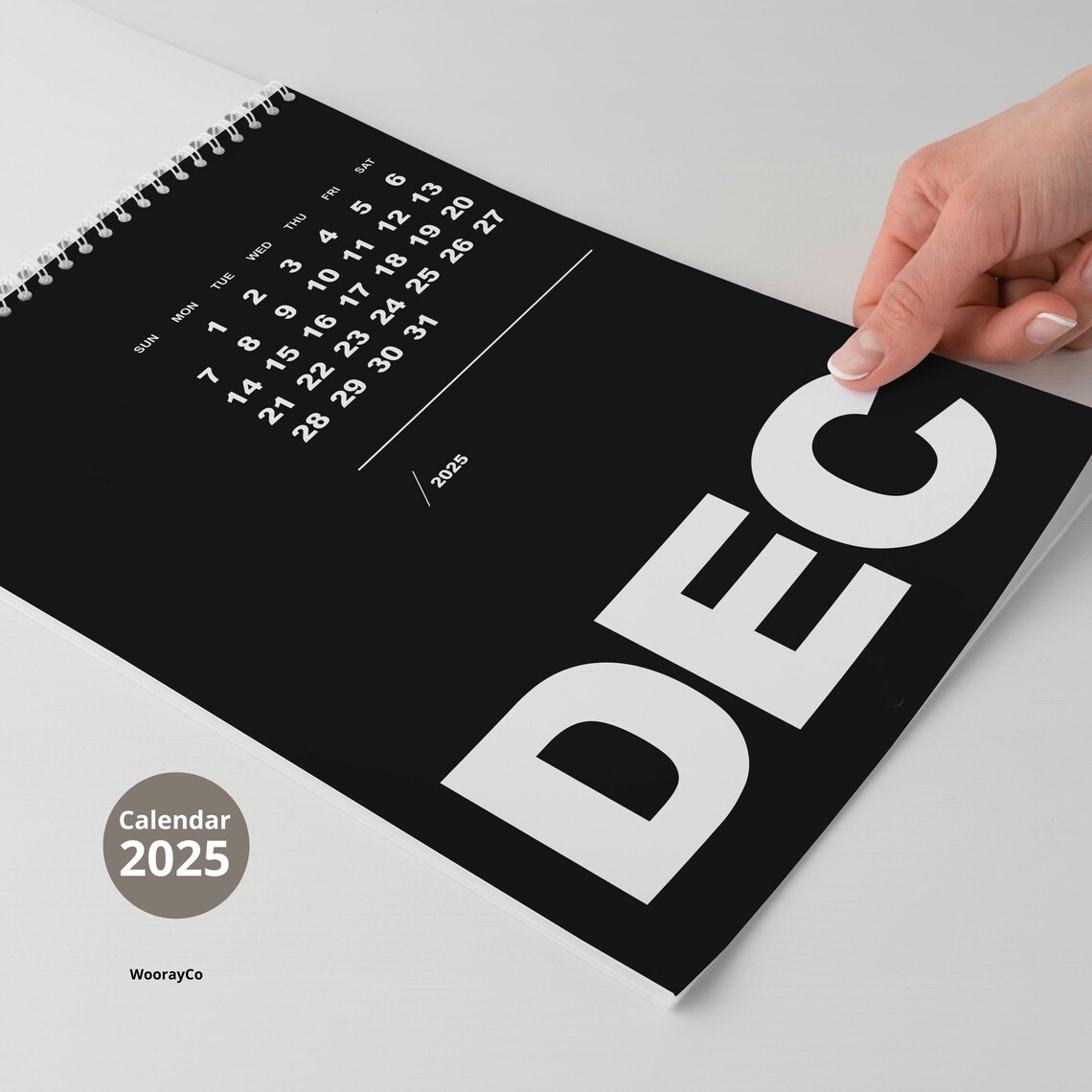 Black Wall Calendar 2025 | Minimalist Black & White Calendar | Stylish ...