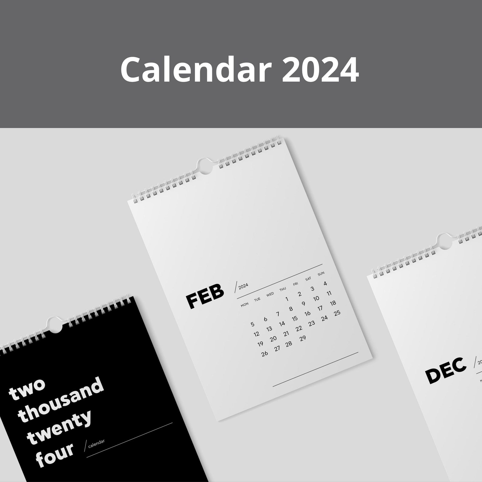 Wall Calendar 2024 Minimal Calendar 2024 Black-white Calendar A4 A3 - Etsy