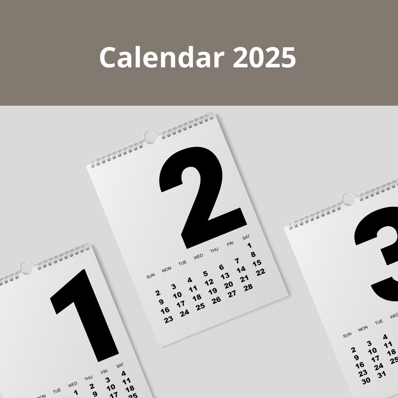 White Minimal Monthly Wall Calendar 2025 | Modern Home and Office ...