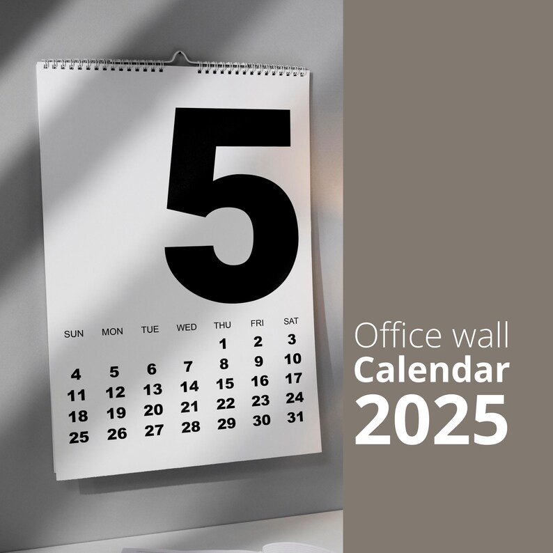 White Minimal Monthly Wall Calendar 2025 | Modern Home and Office ...