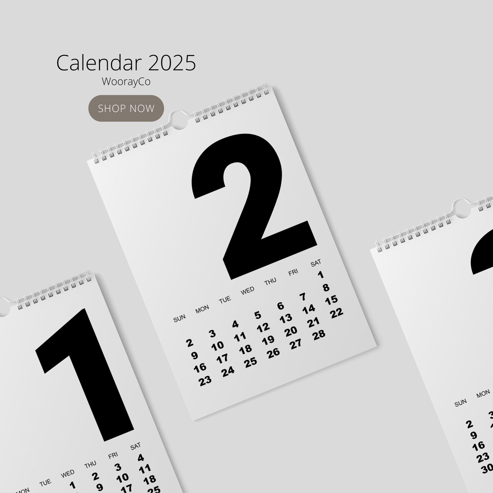 White Minimal Monthly Wall Calendar 2025 | Modern Home and Office ...