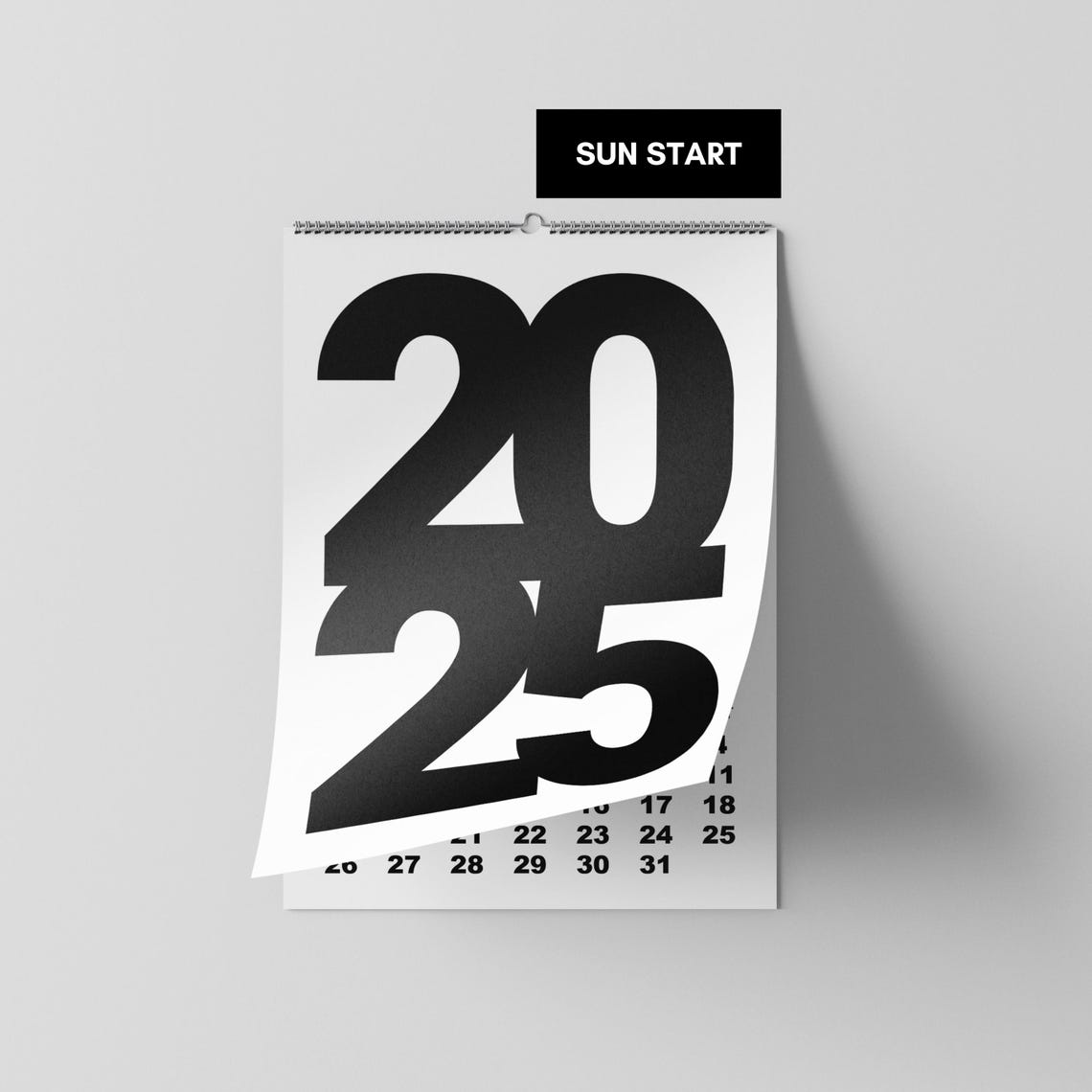 White Minimal Monthly Wall Calendar 2025 | Modern Home and Office ...