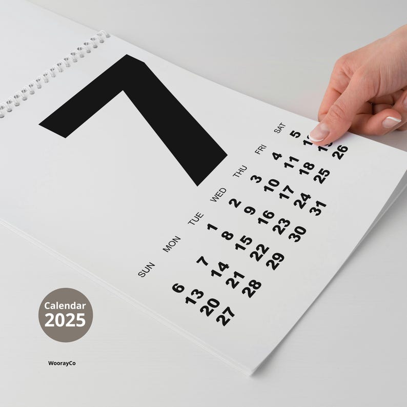 White Minimal Monthly Wall Calendar 2025 | Modern Home and Office ...