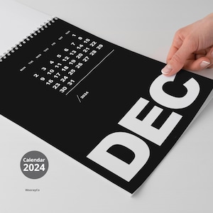 Black Wall Calendar 2024 Black Minimal Calendar 2024 Black-white ...