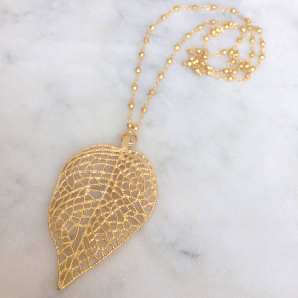 Large Gold Leaf Necklace - Etsy