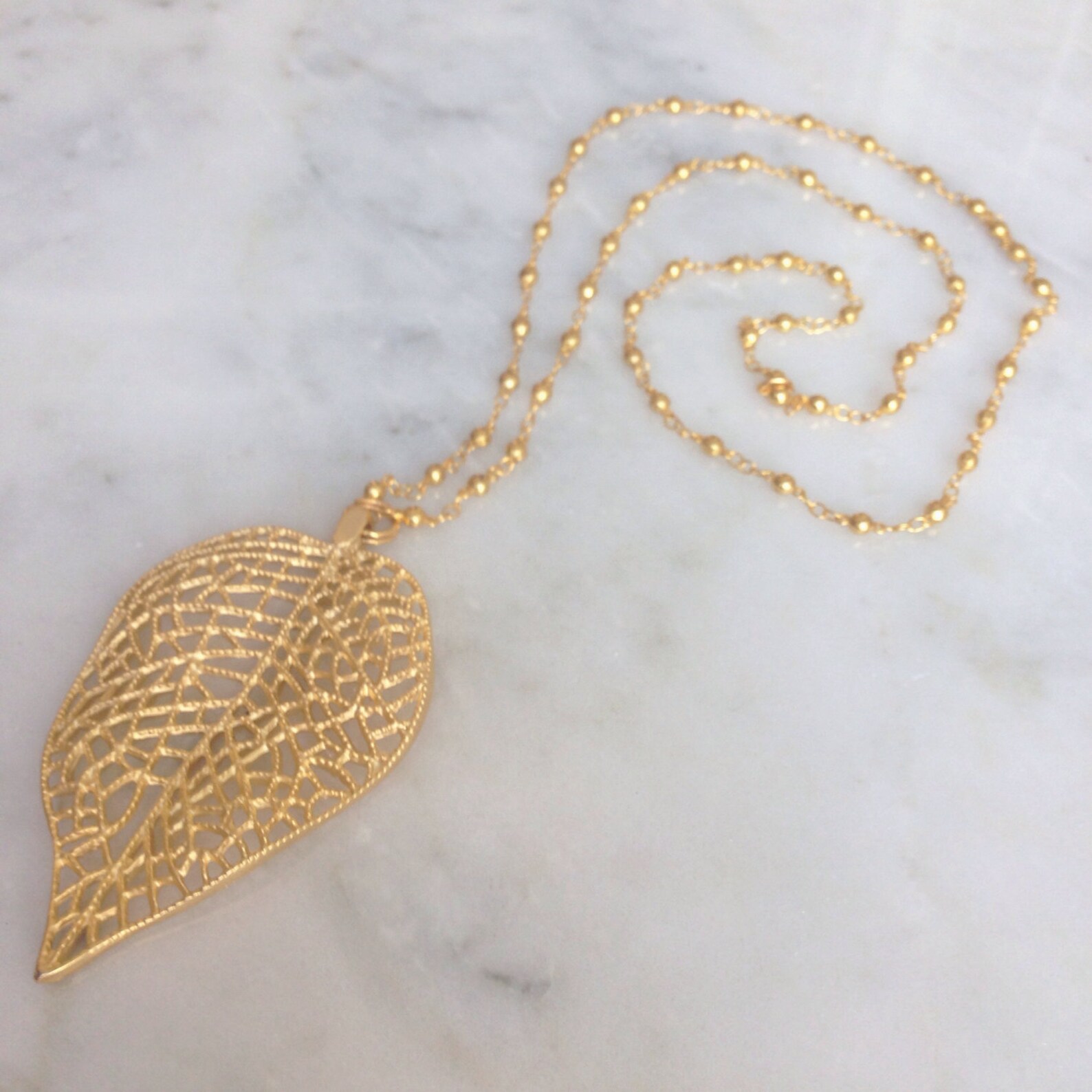 Large Gold Leaf Necklace - Etsy