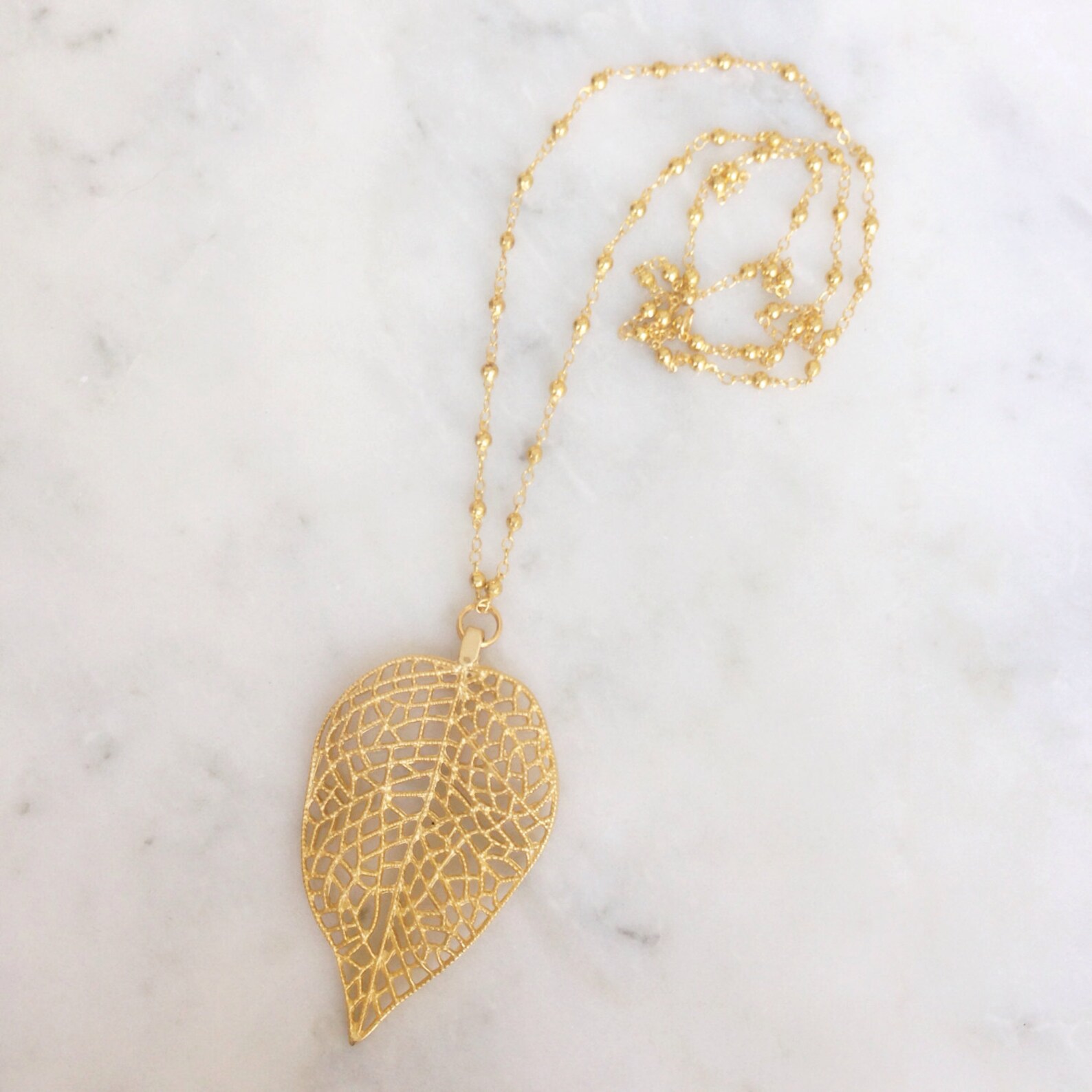 Large Gold Leaf Necklace - Etsy