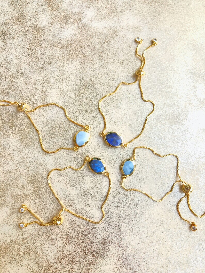 Dainty Adjustable Gemstone Bracelet - Etsy