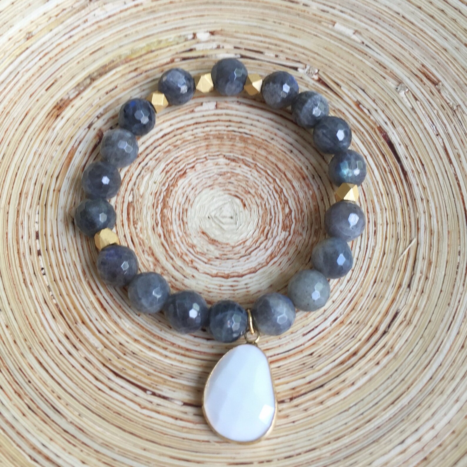 Labradorite and Gold Pave Bracelet Set - Etsy UK