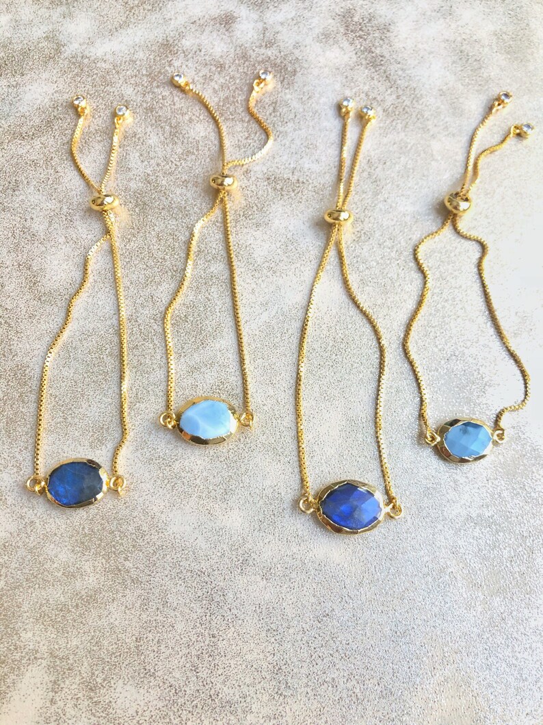 Dainty Adjustable Gemstone Bracelet - Etsy