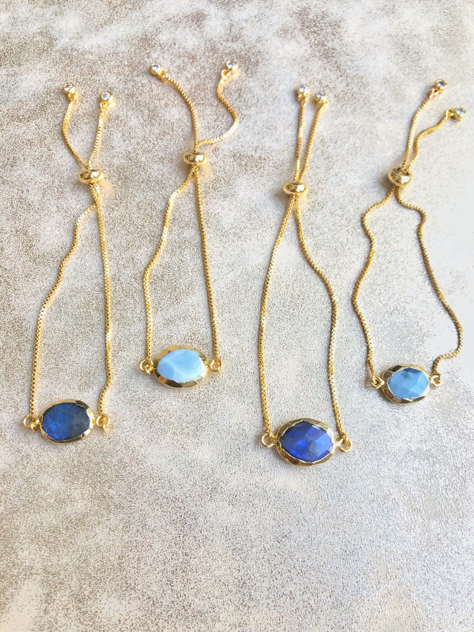 Dainty Adjustable Gemstone Bracelet - Etsy