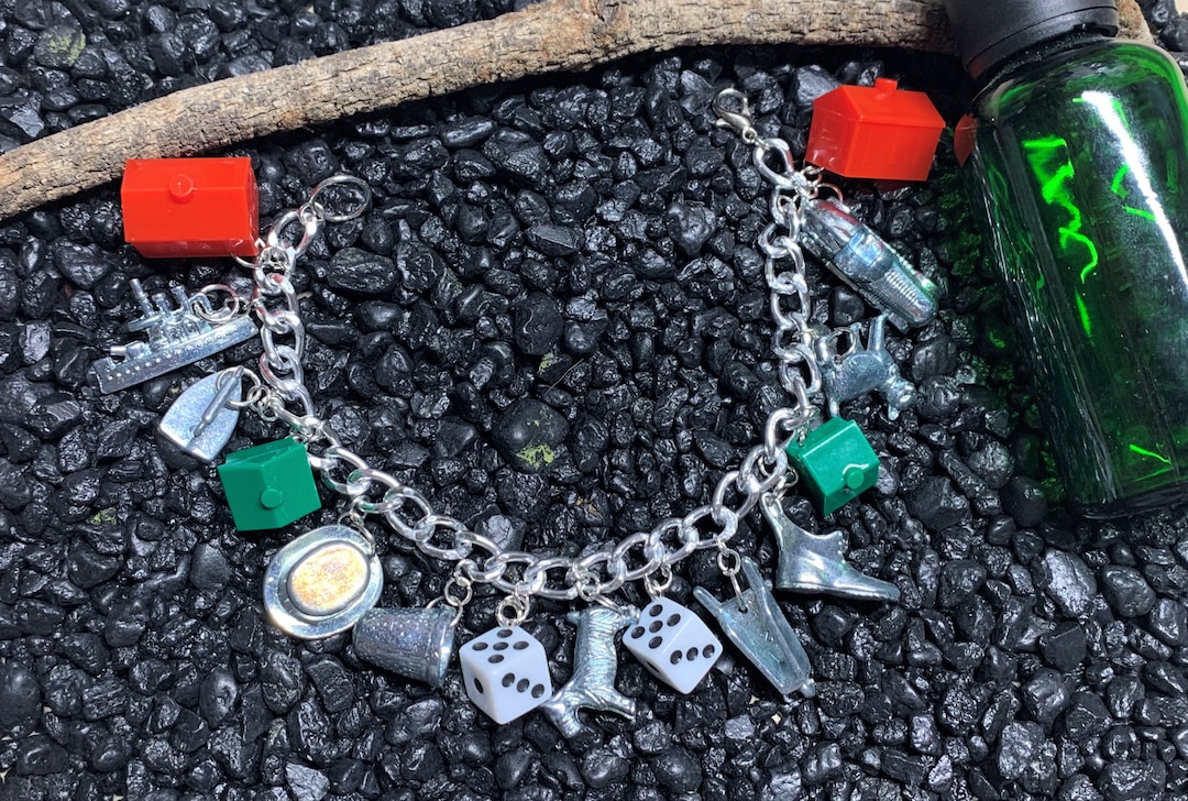 Monopoly Token Charm Bracelet With Dice - Etsy