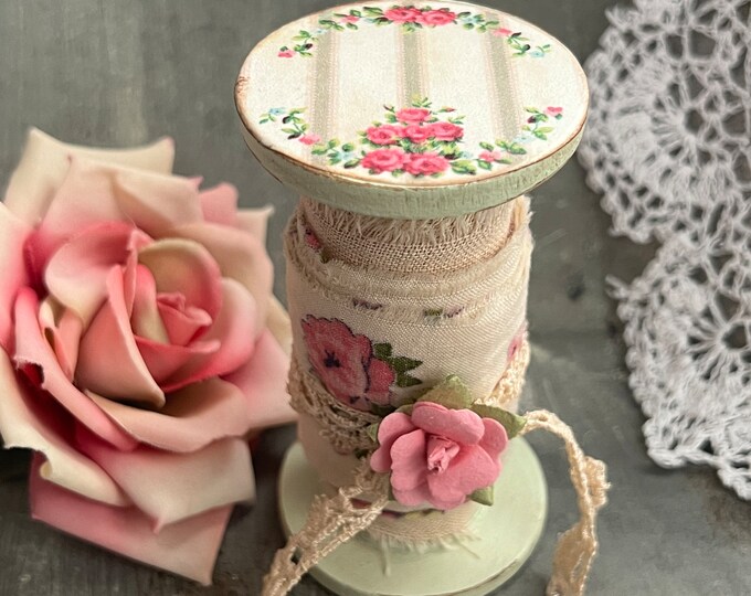 Shabby Romantic Vintage Spool, Sewing Room Decor, Shabby Spool ...
