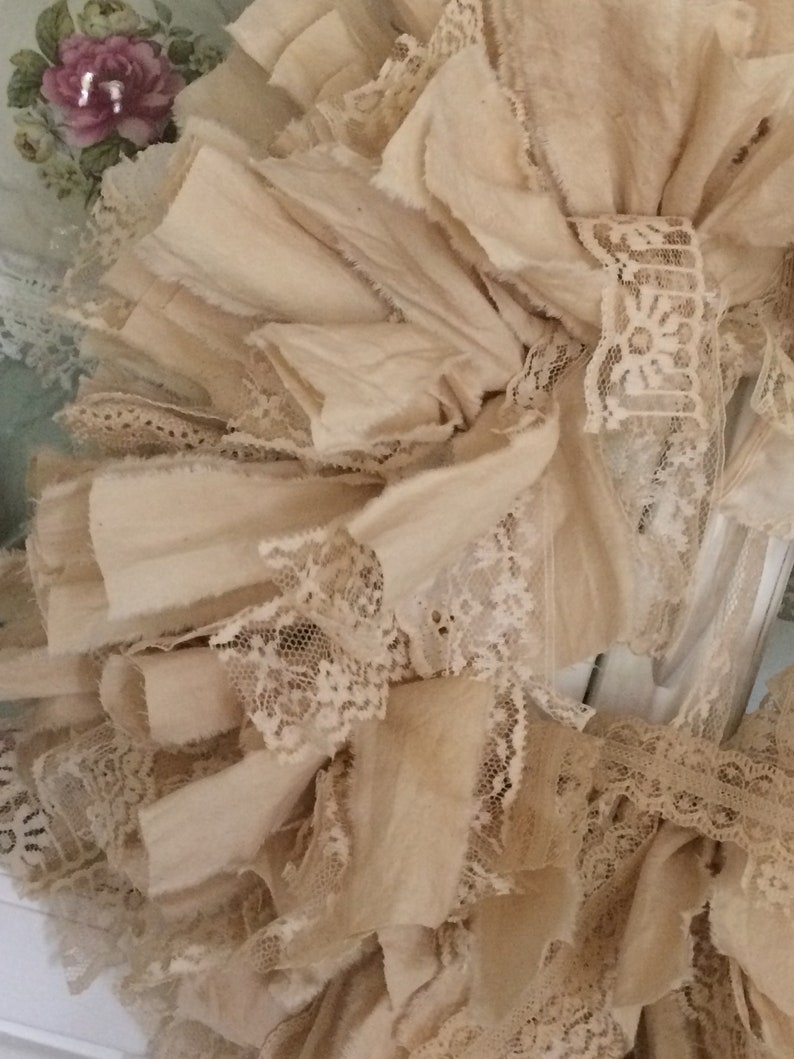 Tea Stained Rag Wreath Rag Wreath Shabby Wreath Farmhouse - Etsy