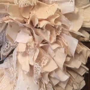 Tea Stained Rag Wreath With Burlap Flower, Burlap Rag Wreath, Farmhouse ...