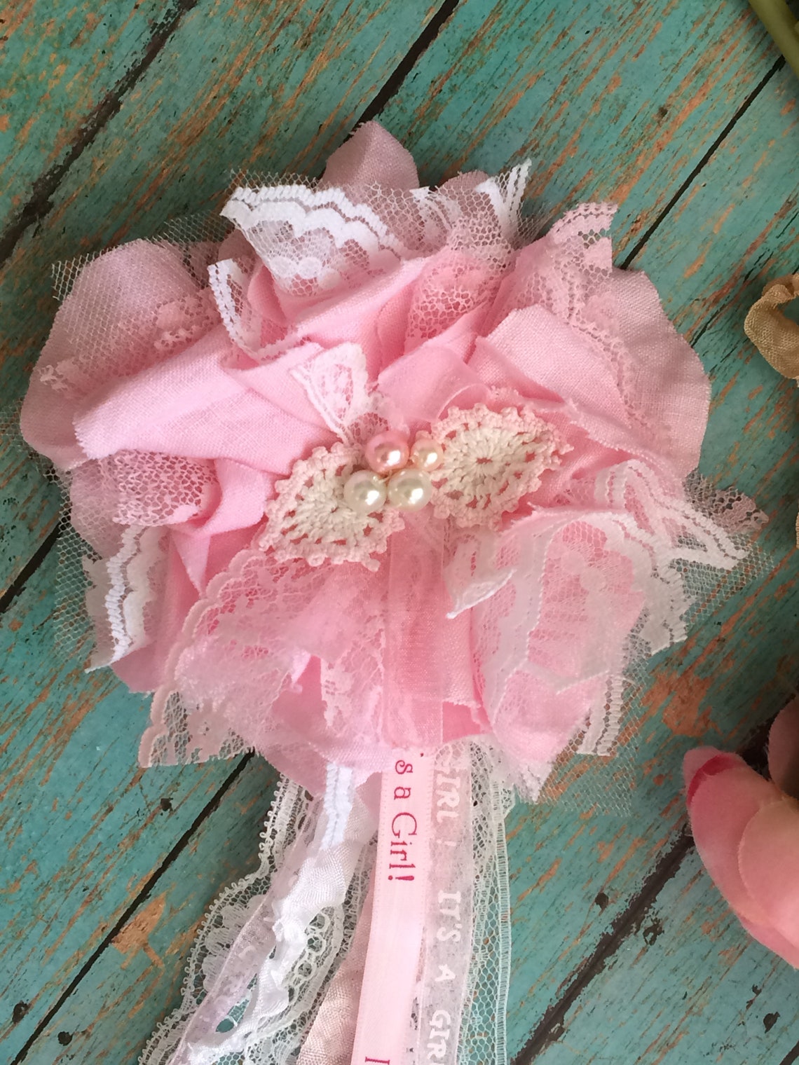 Pink Baby Shower Corsage for a Girl Rustic Baby Shower | Etsy