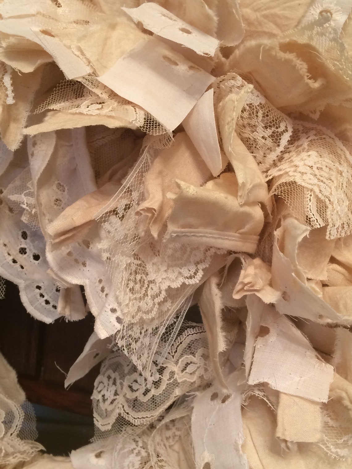 Tea Stained Rag Wreath With Burlap Flower Burlap Rag Wreath | Etsy