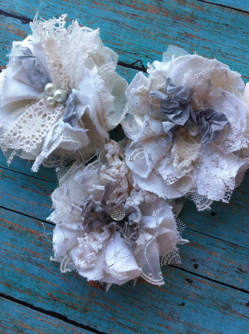 Gray Silver Ivory Mason Jar Flowers Jar Embellishments - Etsy