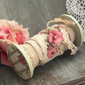 Shabby Romantic Vintage Spool, Sewing Room Decor, Shabby Spool ...