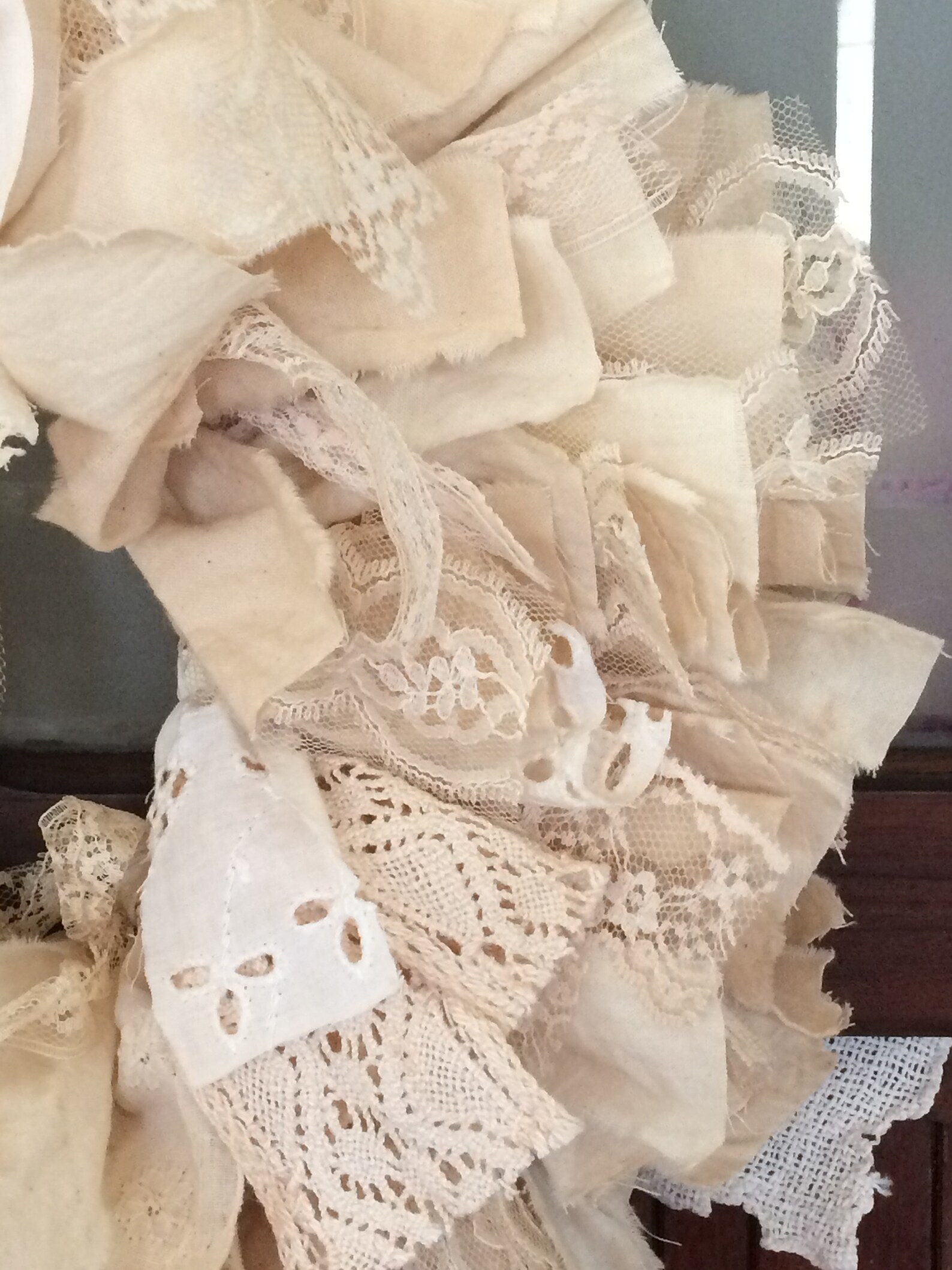 Tea Stained Rag Wreath Rag Wreath Farmhouse Wreath Flower | Etsy