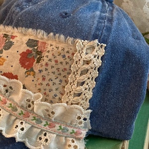 Shabby Chic Hat, Vintage Style Hat, Fabric Flower Hat, Embellished Ball ...