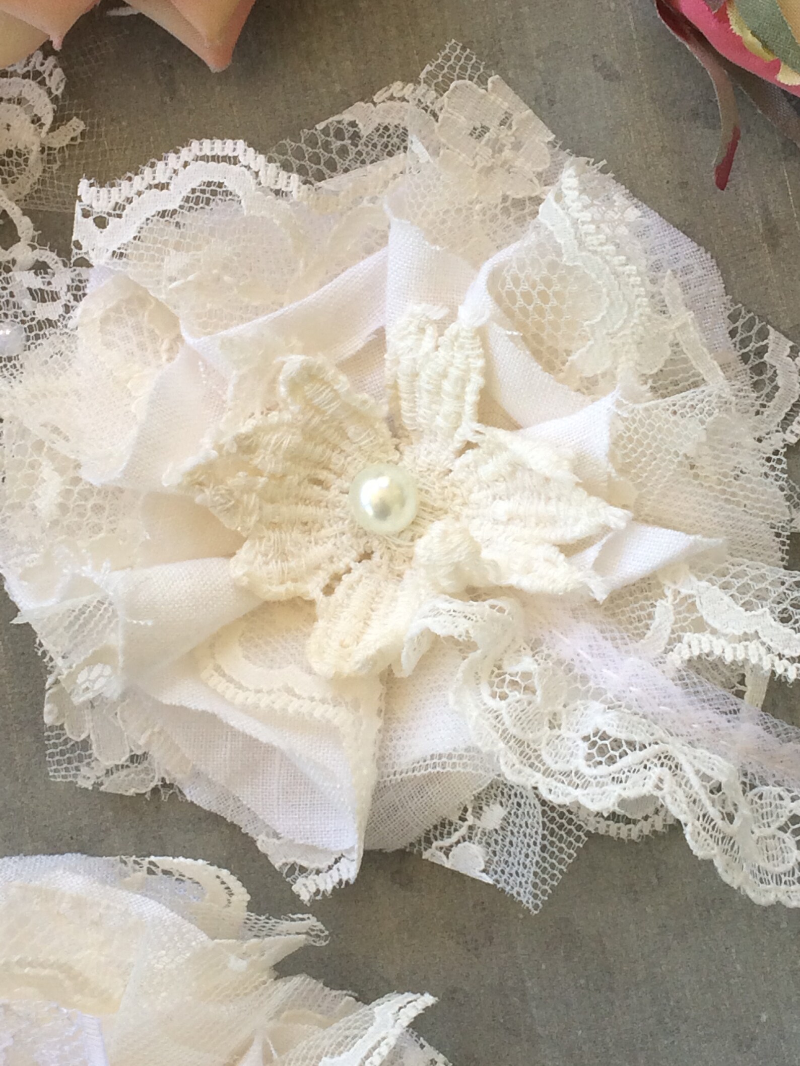 Ivory White Lace Wedding Flowers Linen and Lace Flowers - Etsy