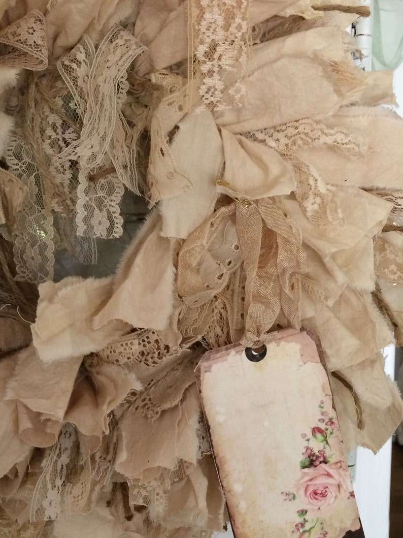 Tea Stained Rag Wreath Rag Wreath Shabby Wreath Farmhouse - Etsy
