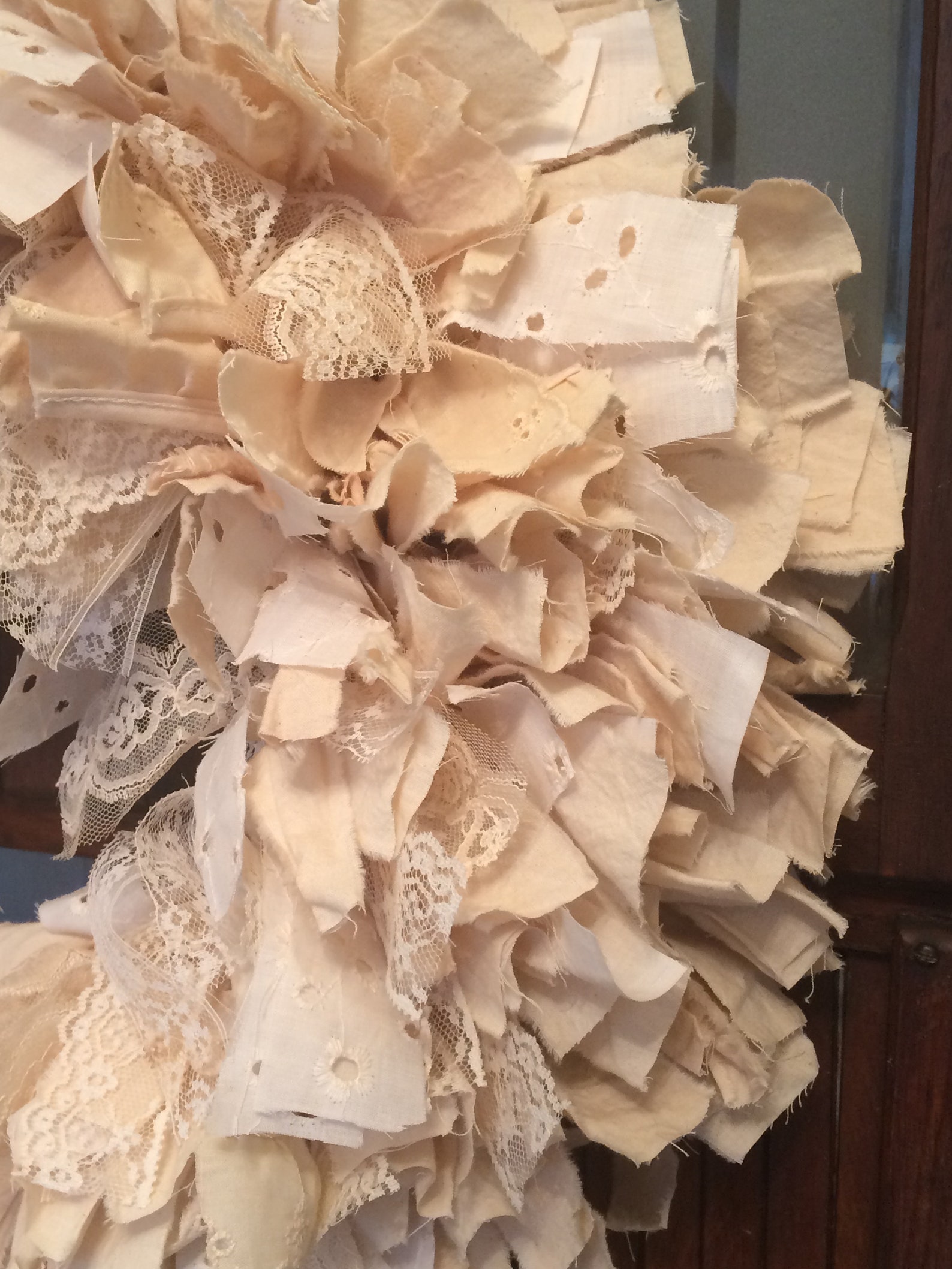 Tea Stained Rag Wreath With Burlap Flower Burlap Rag Wreath - Etsy