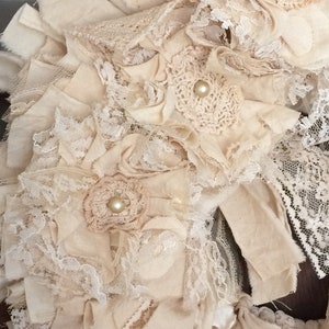 Tea Stained Rag Wreath, Rag Wreath, Farmhouse Wreath, Flower Wreath ...