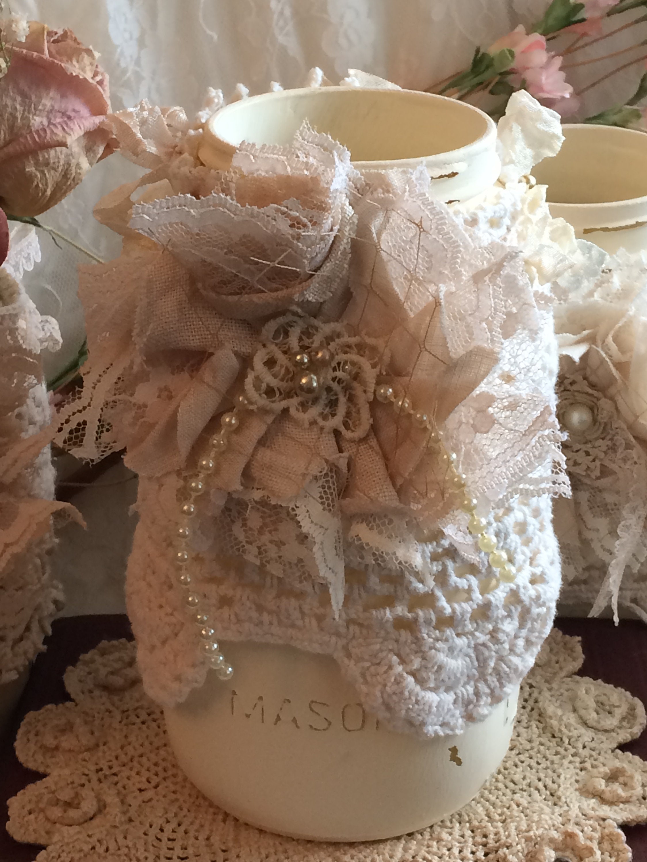 Mason Jar Decor Mason Jar Flowers Jar Decorations Rustic | Etsy