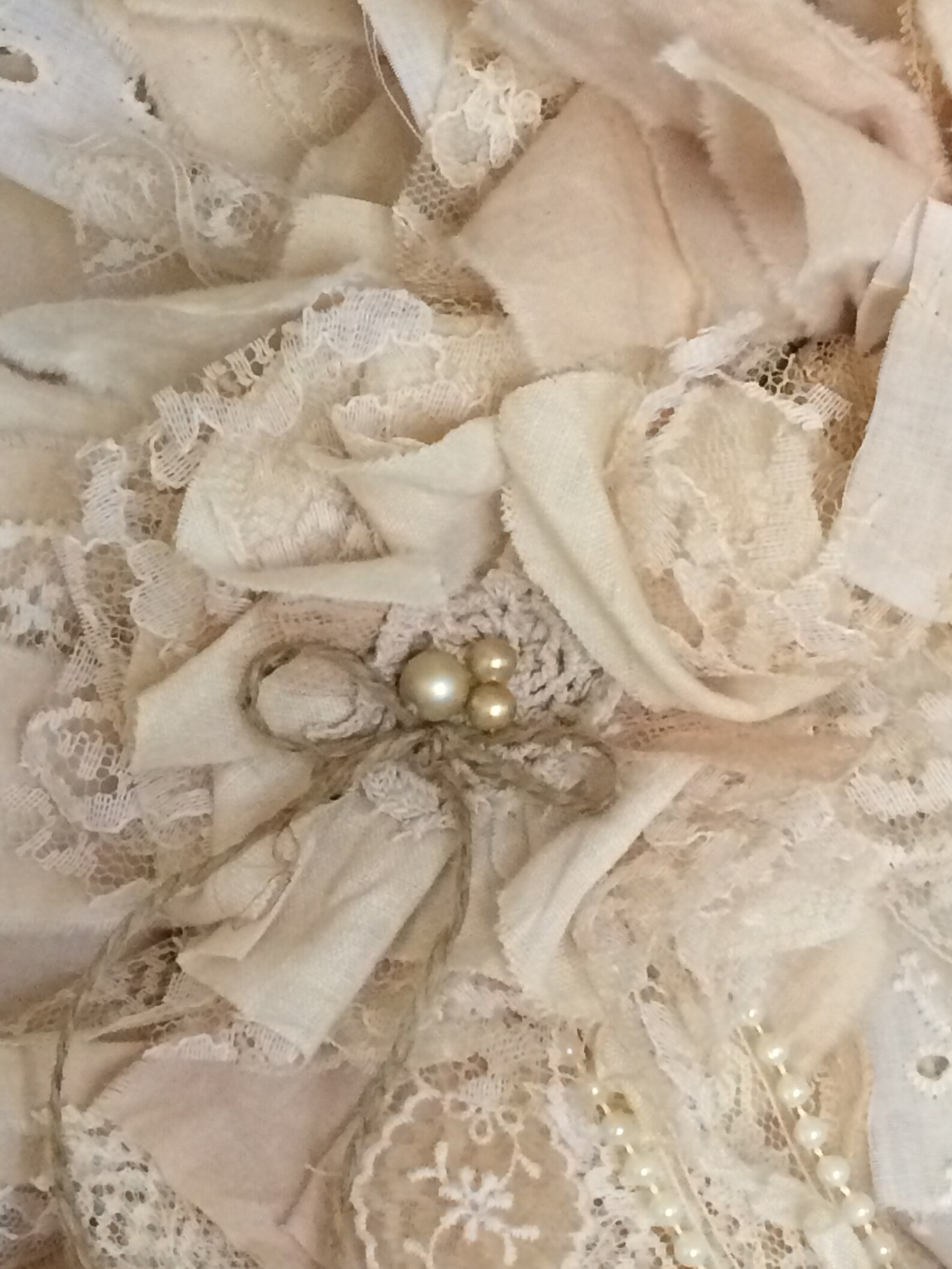 Tea Stained Rag Wreath with Flower Rag Wreath Farmhouse | Etsy