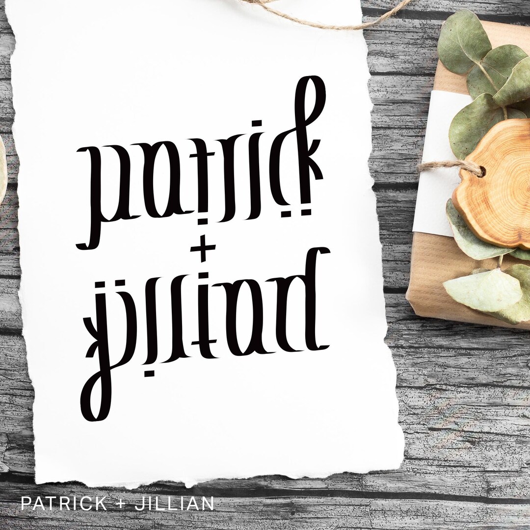 Couples Name Art Ambigram Calligraphy Unique Wedding Gift Anniversary ...