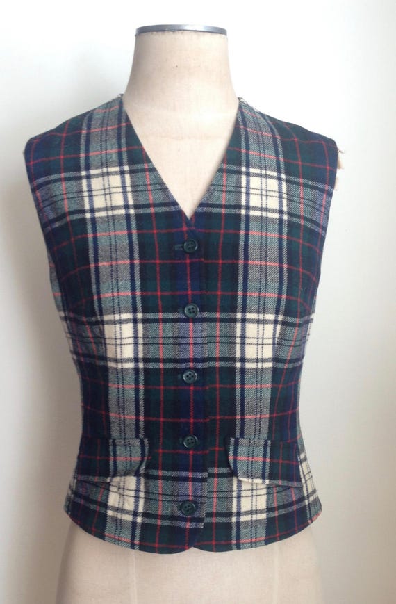 Classic 1970's Pendleton Blue/Green/Cream/Red Plaid F… - Gem