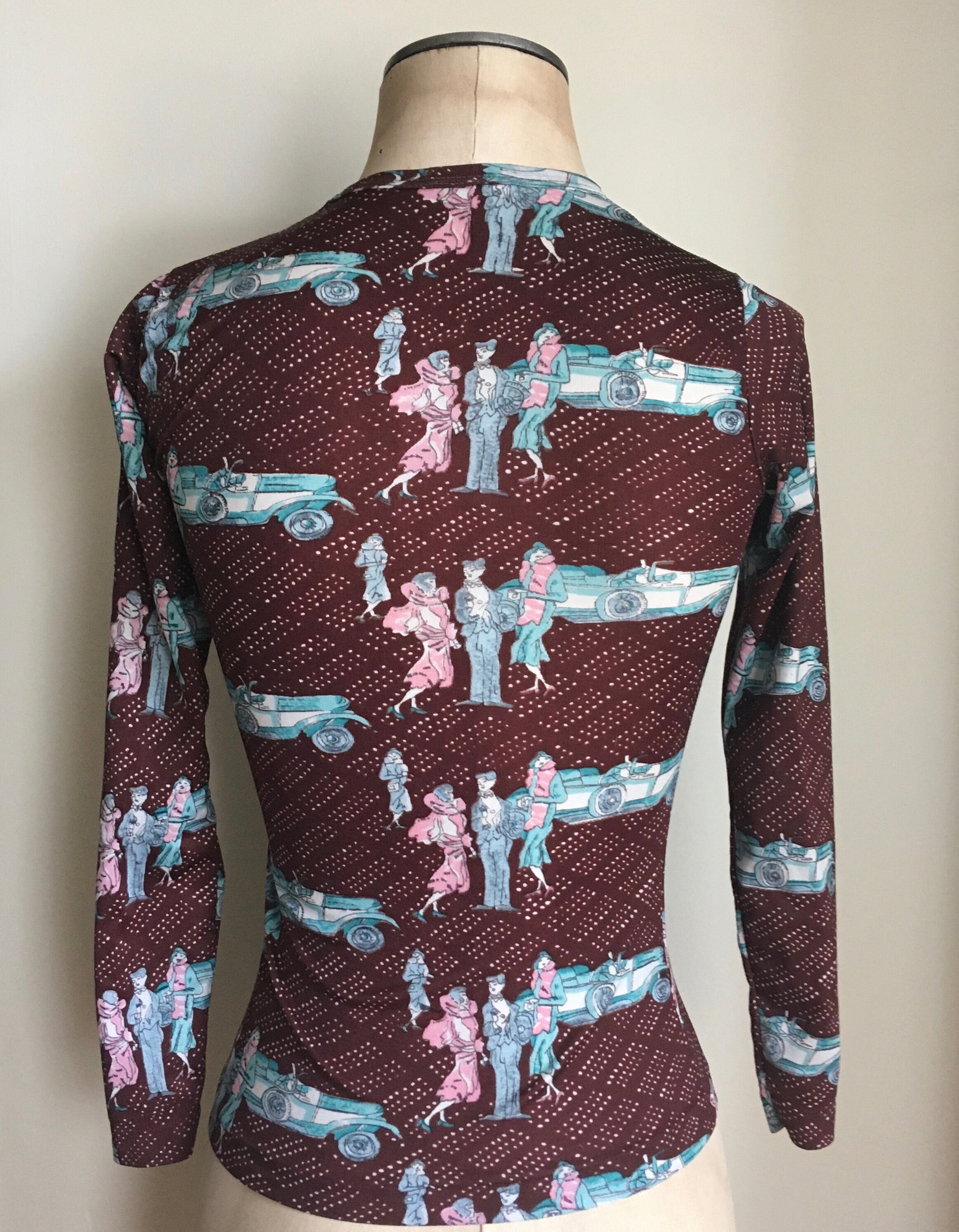 Vintage 70s 'great Gatsby' Novelty Print Huckapoo Style Crew Neck Shirt ...