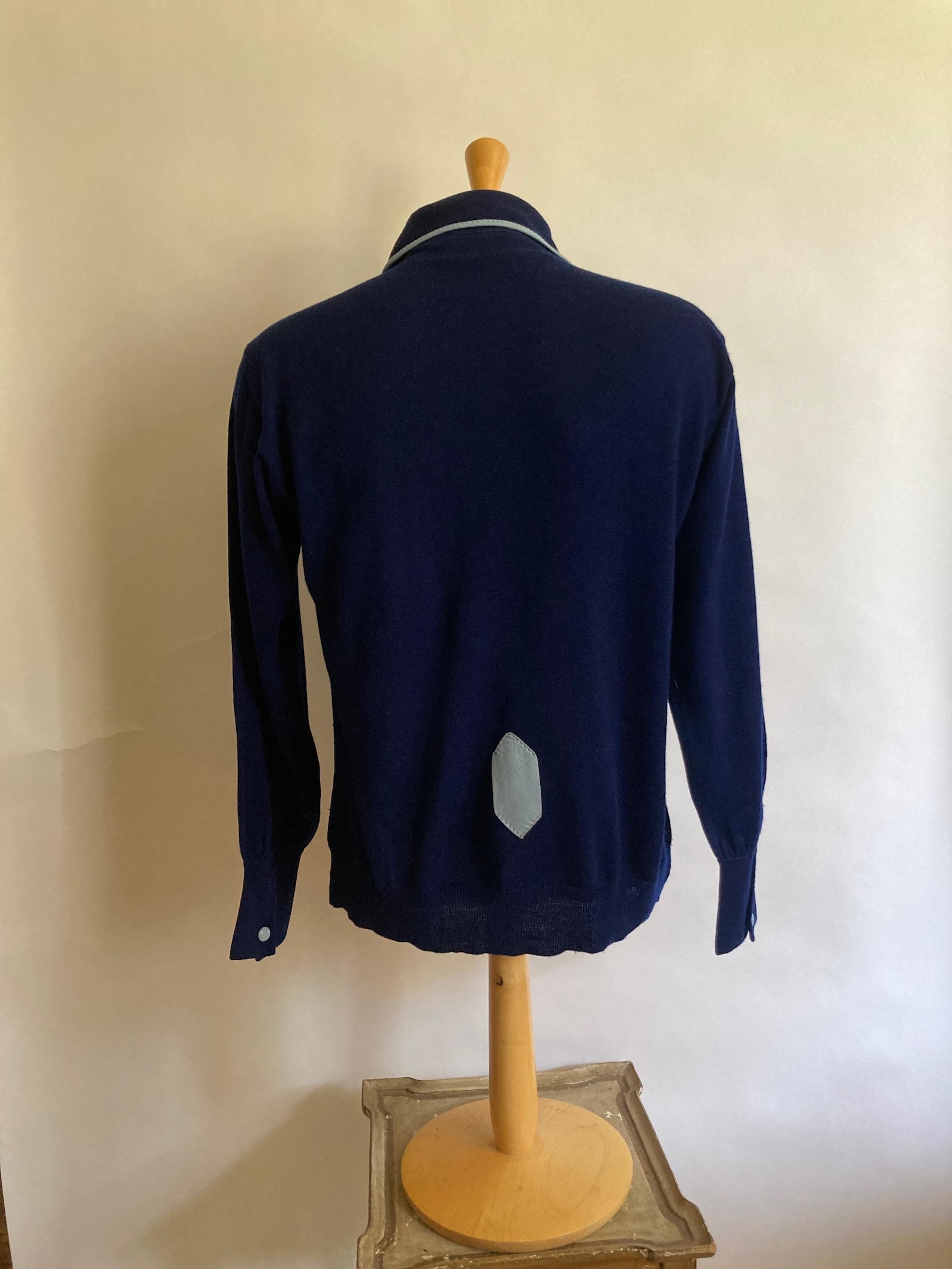 1950s Mens Leather and Wool Italian Knit Long Sleeve Ripley Kingcraft ...