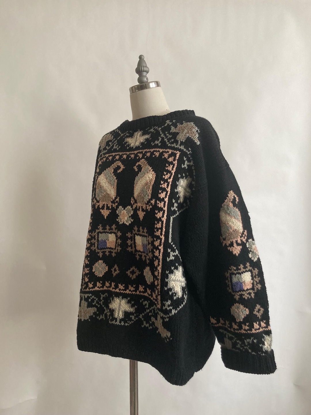1980s/80s Vintage Stewart Ross Hand Knit Oversized Chunky Cotton ...