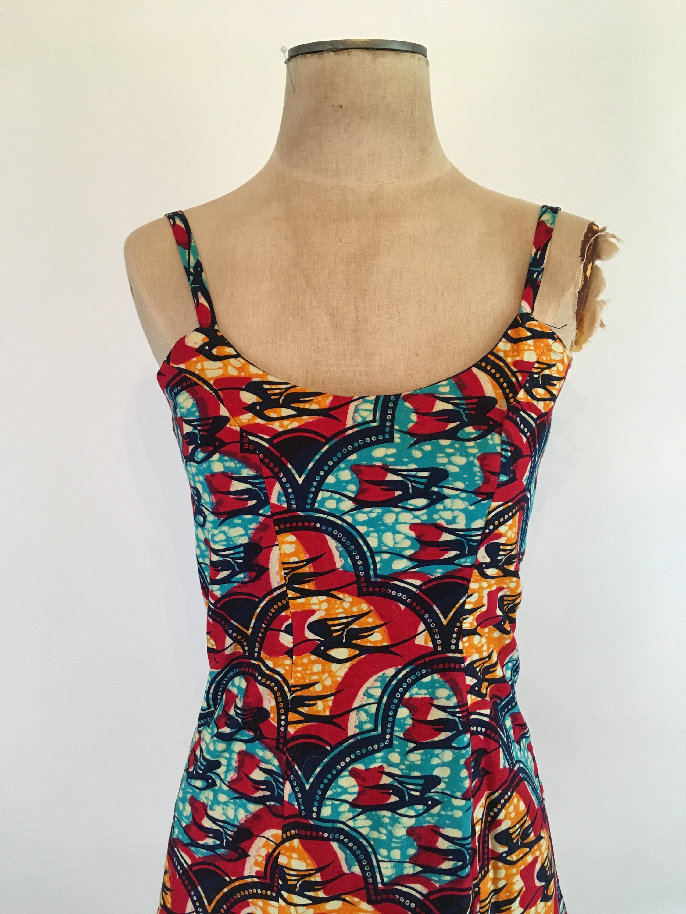 Vintage Batik Sundress/vintage Cotton Sundress With Hem Ruffle/ethnic ...