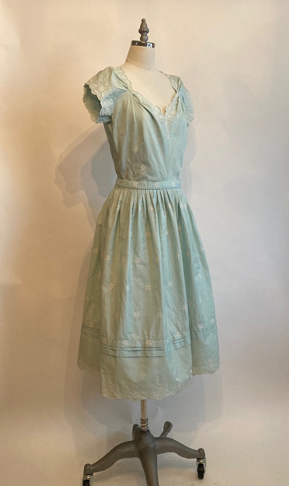 1950s Rare Clare Potter Light Mint Green & White Cott… - Gem