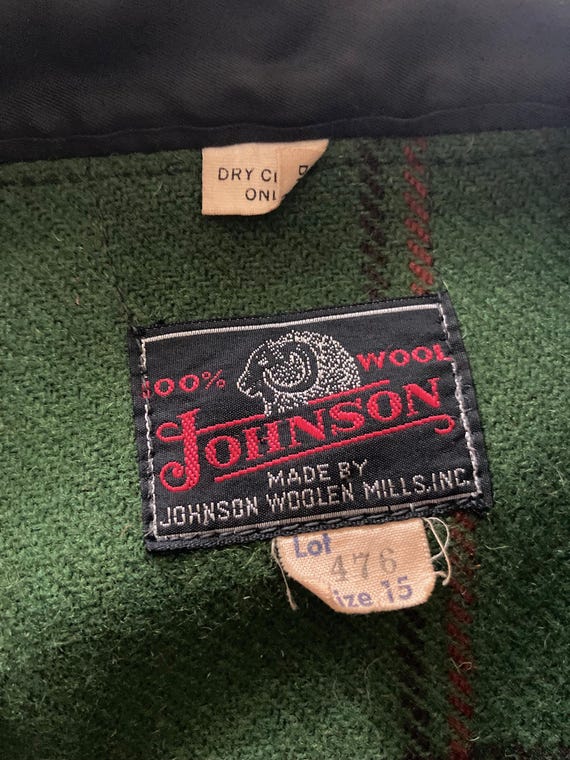 1950's Johnson Woolen Mills Green Wool Windowpane Pla… - Gem