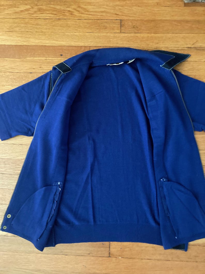 Rare 1950s Mens Leather, Suede and Wool Italian Knit Short Sleeve ...
