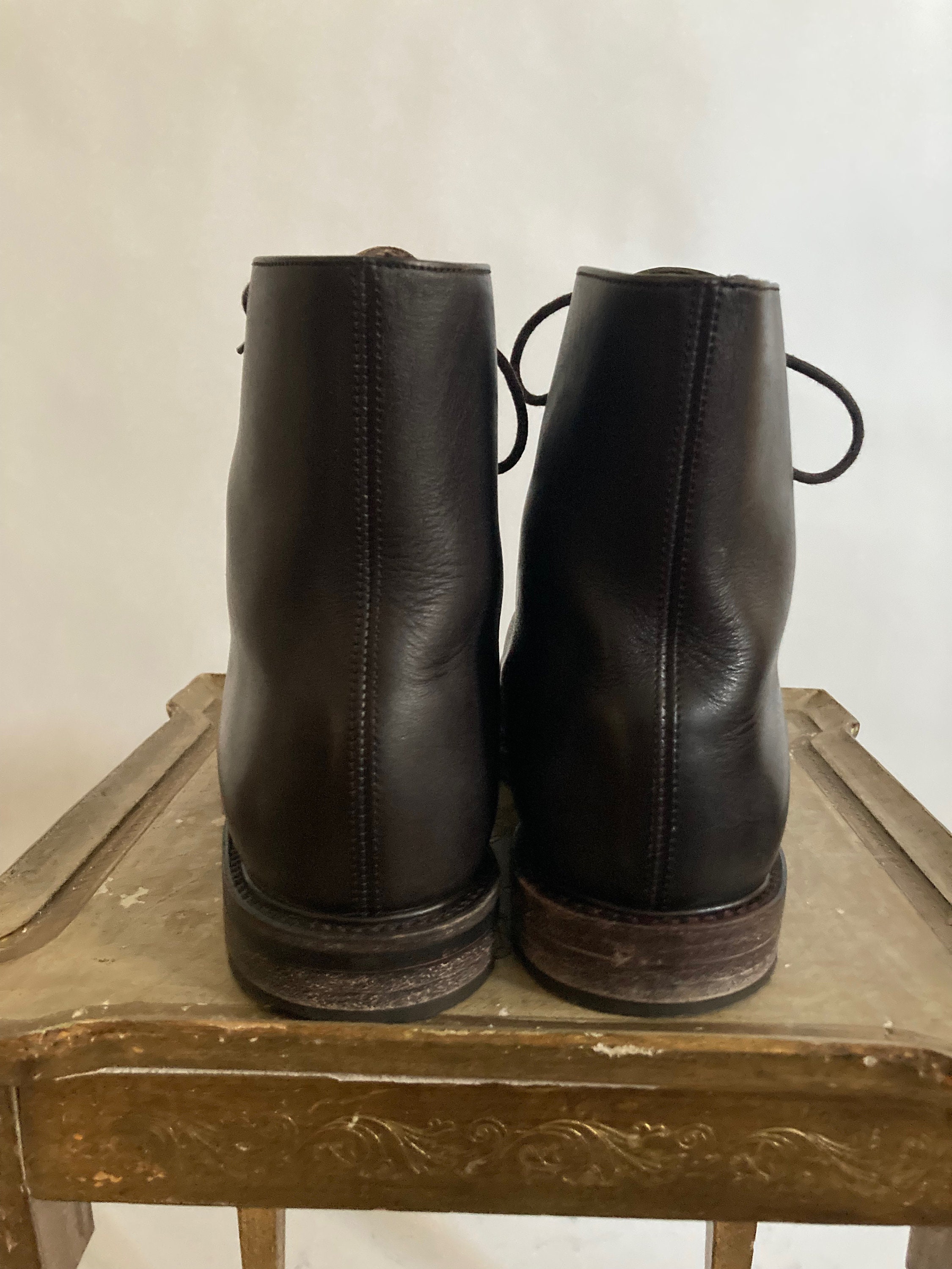 1990s Paraboots Cap Toe Mens Dark Brown Leather Lace up Boots France ...