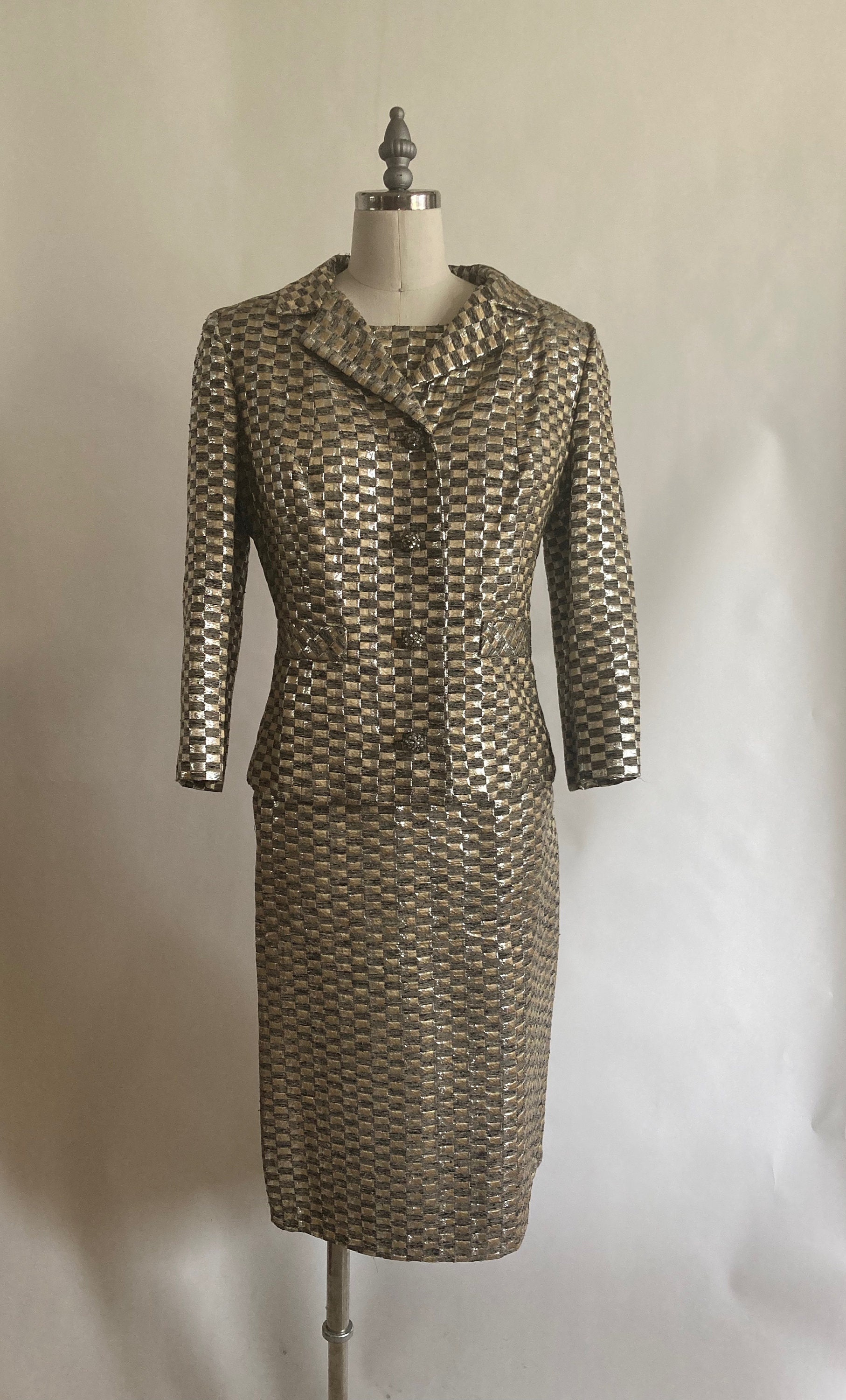 1960s Custom Made Shimmery Silver Lamé 3 Piece Skirt Suit/60s - Etsy