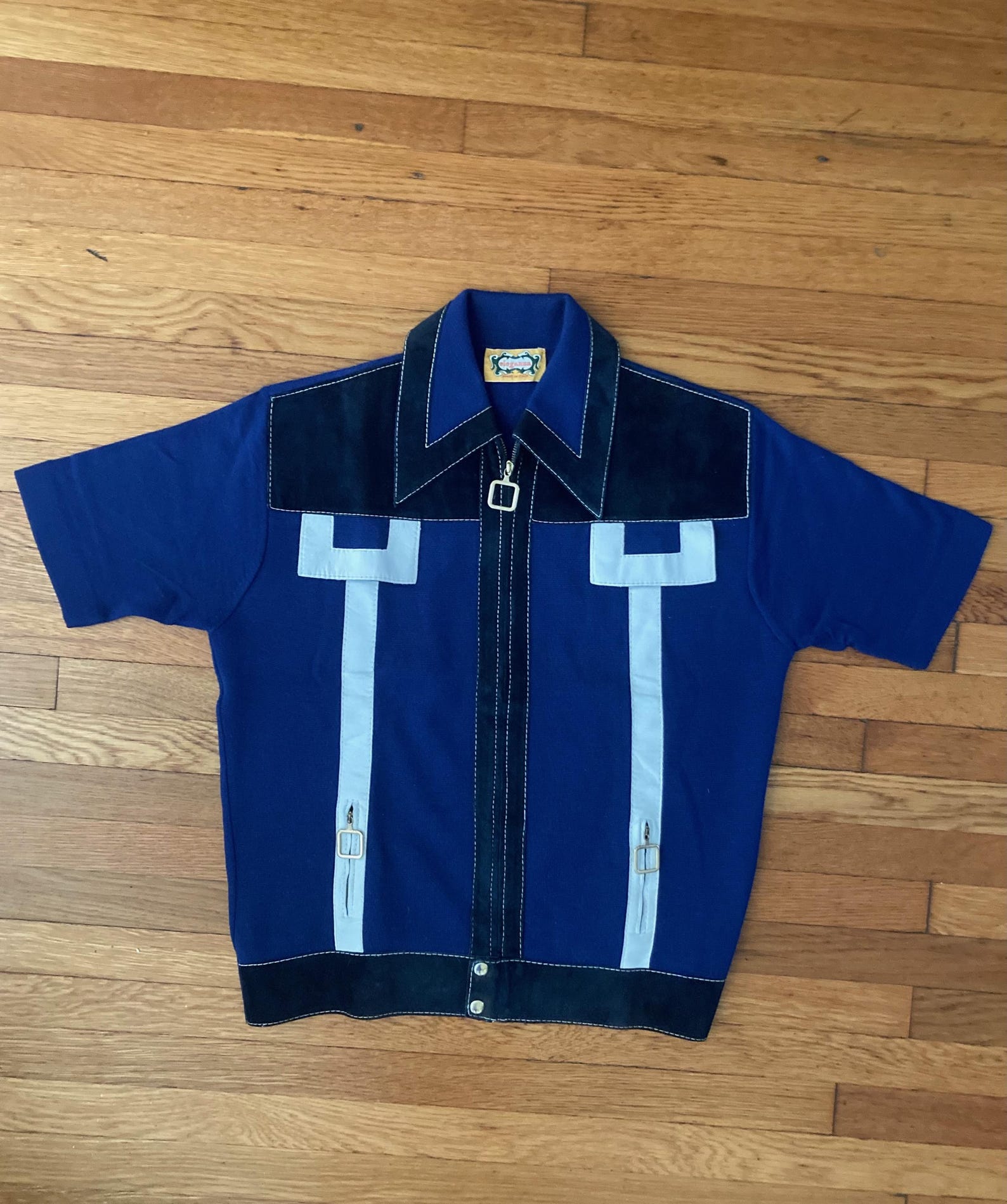 Rare 1950s Mens Leather, Suede and Wool Italian Knit Short Sleeve ...