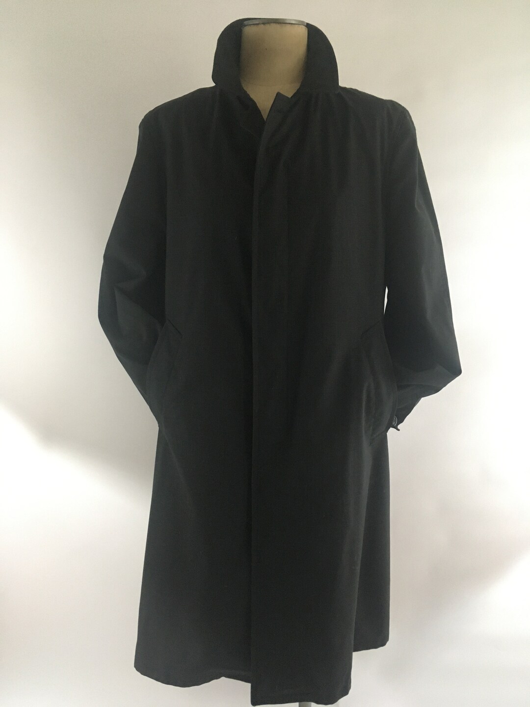 60s Mens Dark Plaid All Weather Coat With Zip Out Faux Fur Lining ...