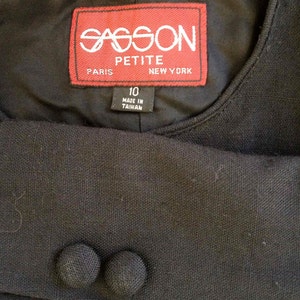 Vintage 1980's Sasson Black Cropped Blazer With Puff Sleeves/80s - Etsy