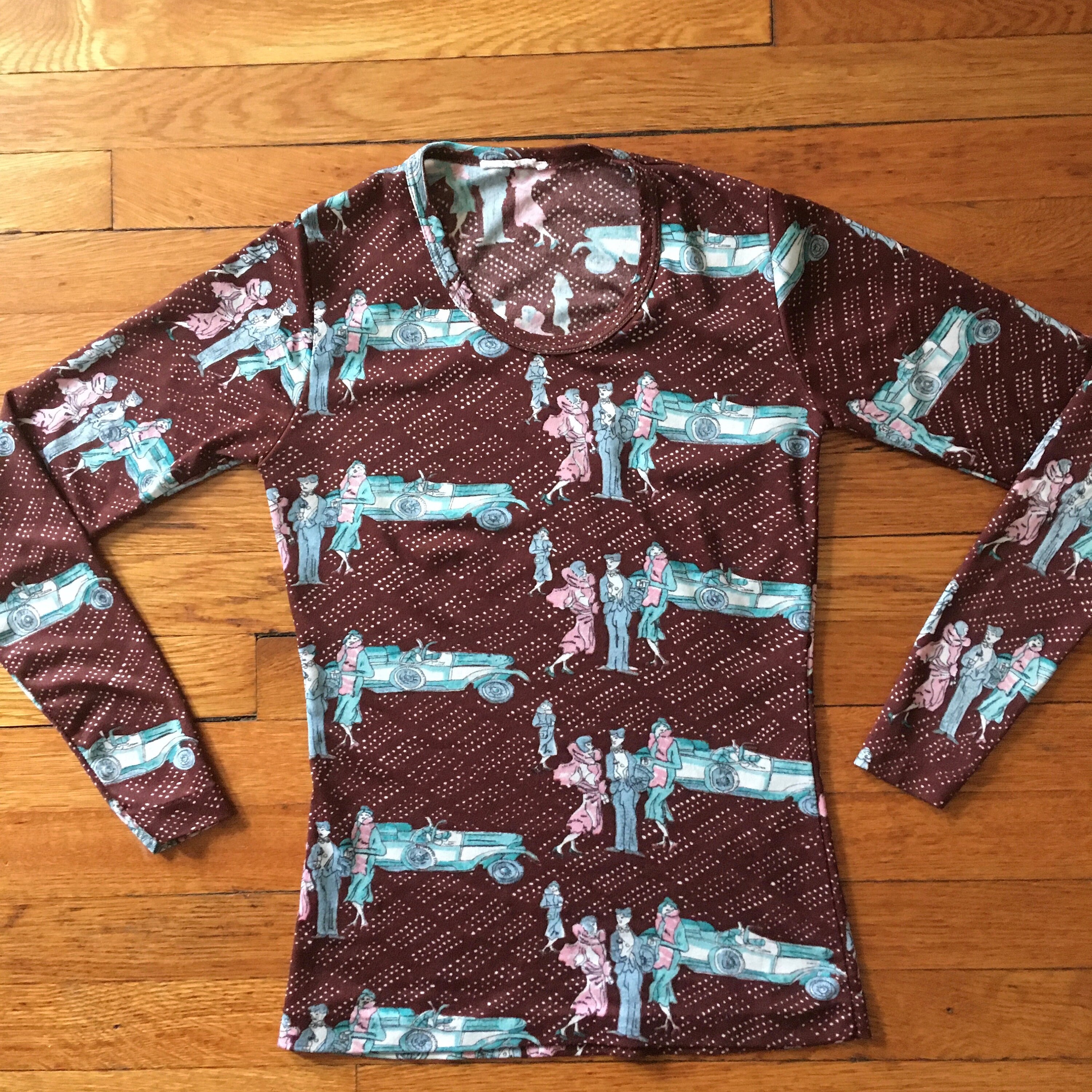 Vintage 70s 'great Gatsby' Novelty Print Huckapoo Style Crew Neck Shirt ...