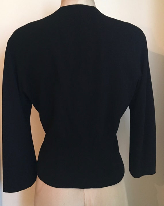 1940's Saks Fifth Avenue Black Rayon Crepe Jacket/Bla… - Gem