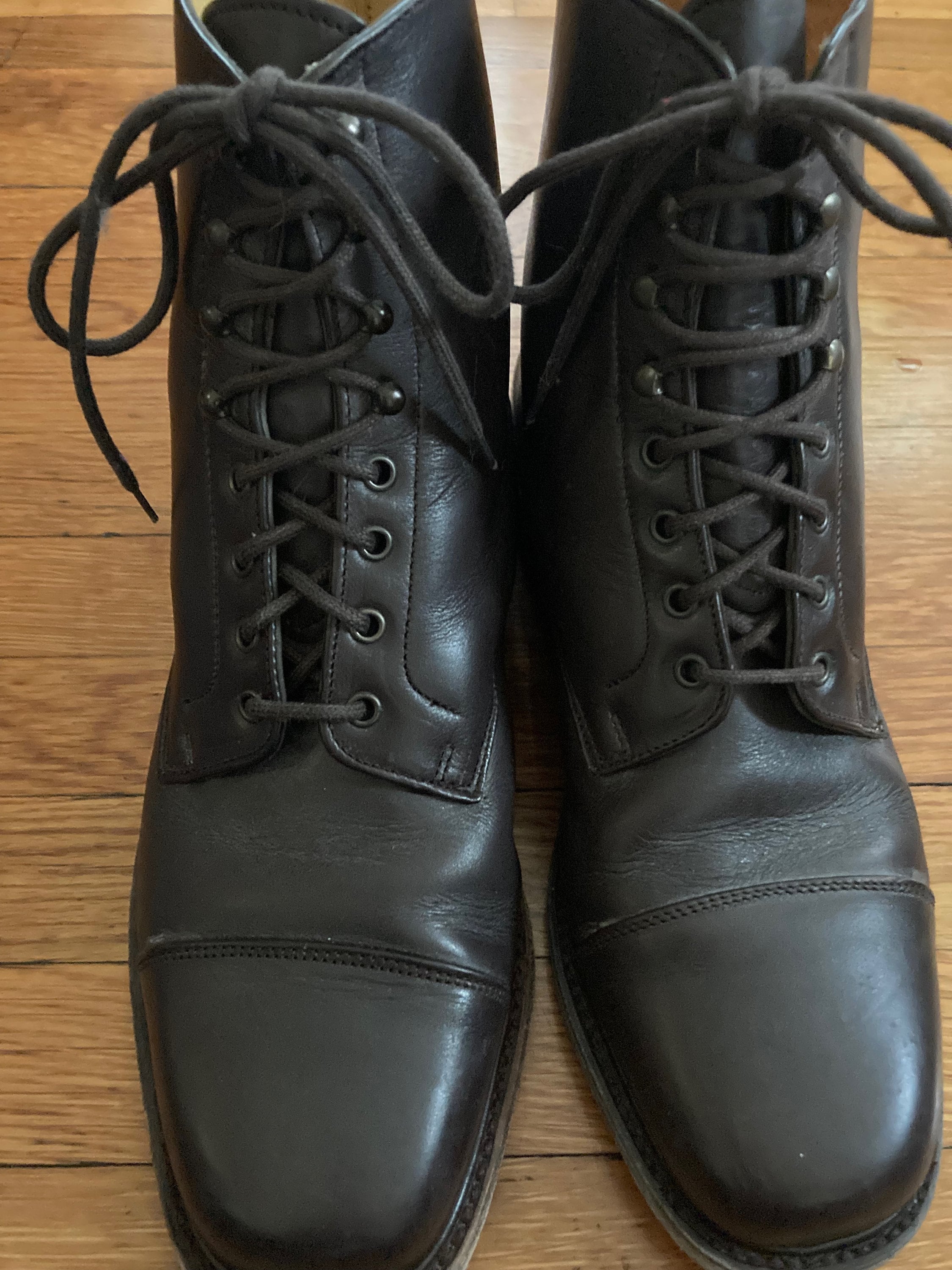 1990s Paraboots Cap Toe Mens Dark Brown Leather Lace up Boots France ...