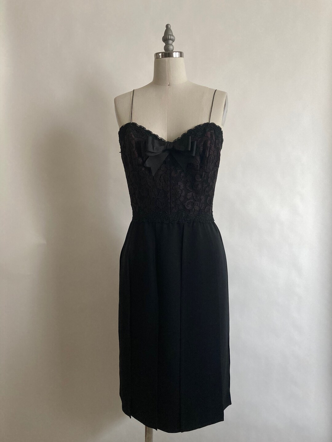 1980's Vintage Bill Class Black Lace,faille Bow and Panel Cocktail ...