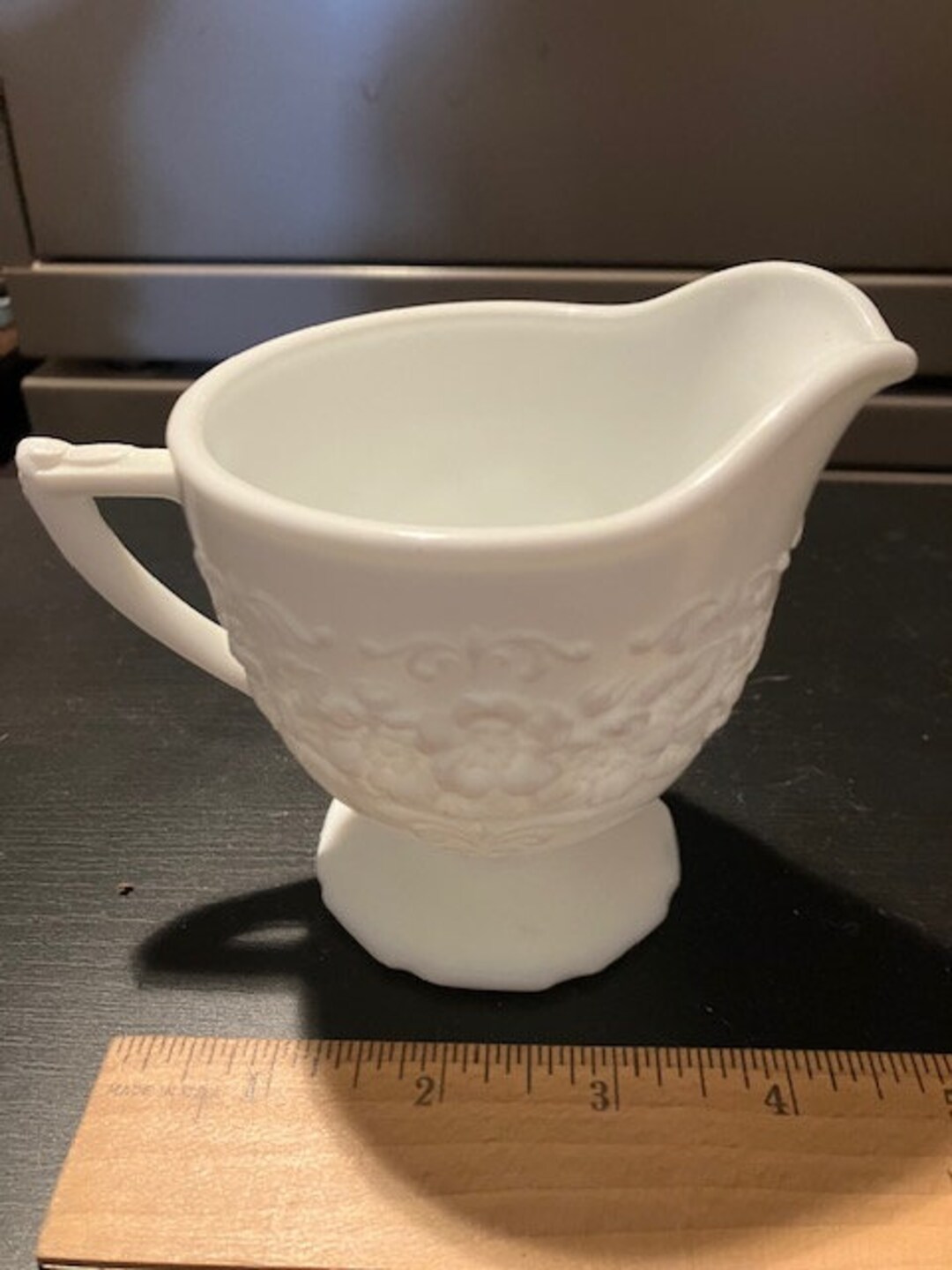 Milk Glass Creamer & Sugar Set, Decorated With Flower Design - Etsy